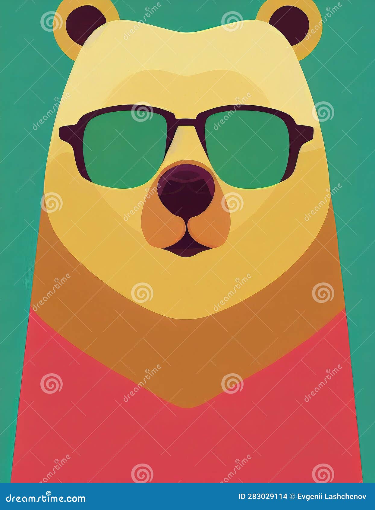 Bear Head Simple Template. Abstract Bear with Glasses. Stylized Bear ...