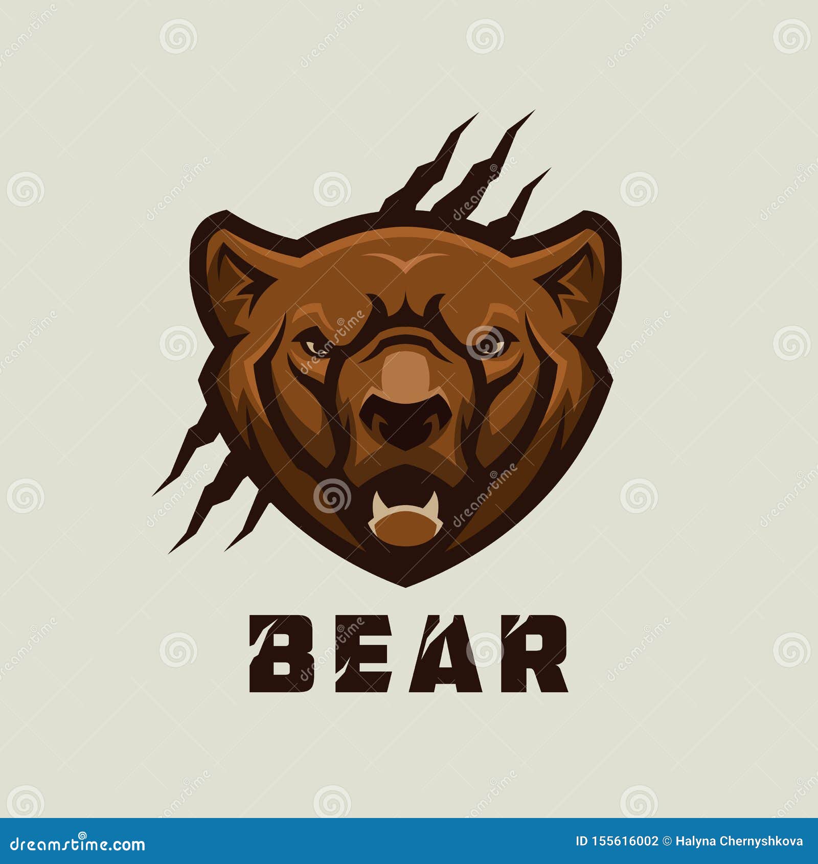 Bear Head. Stylized Grizzly Bear Vector Mascot. Stock Vector ...