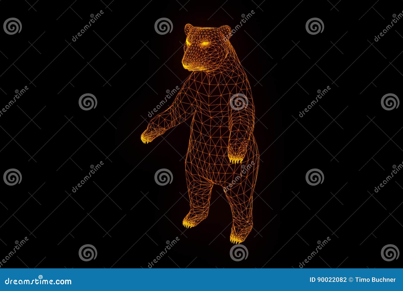 Bear in Hologram Wireframe Style. Nice 3D Rendering Stock Illustration ...
