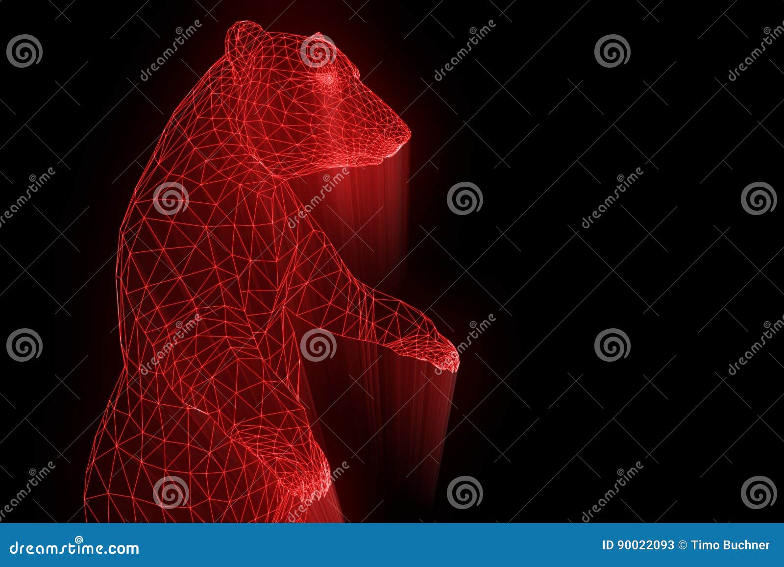 Bear in Hologram Wireframe Style. Nice 3D Rendering Stock Illustration ...