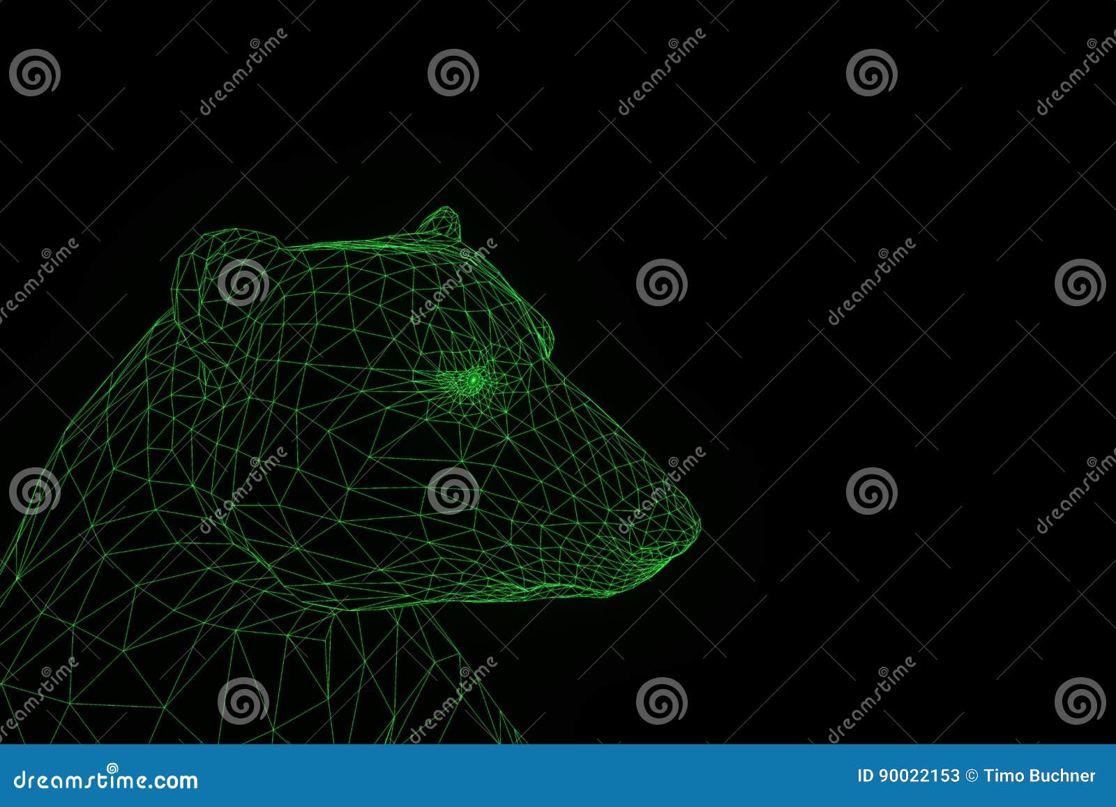 Bear in Hologram Wireframe Style. Nice 3D Rendering Stock Illustration ...