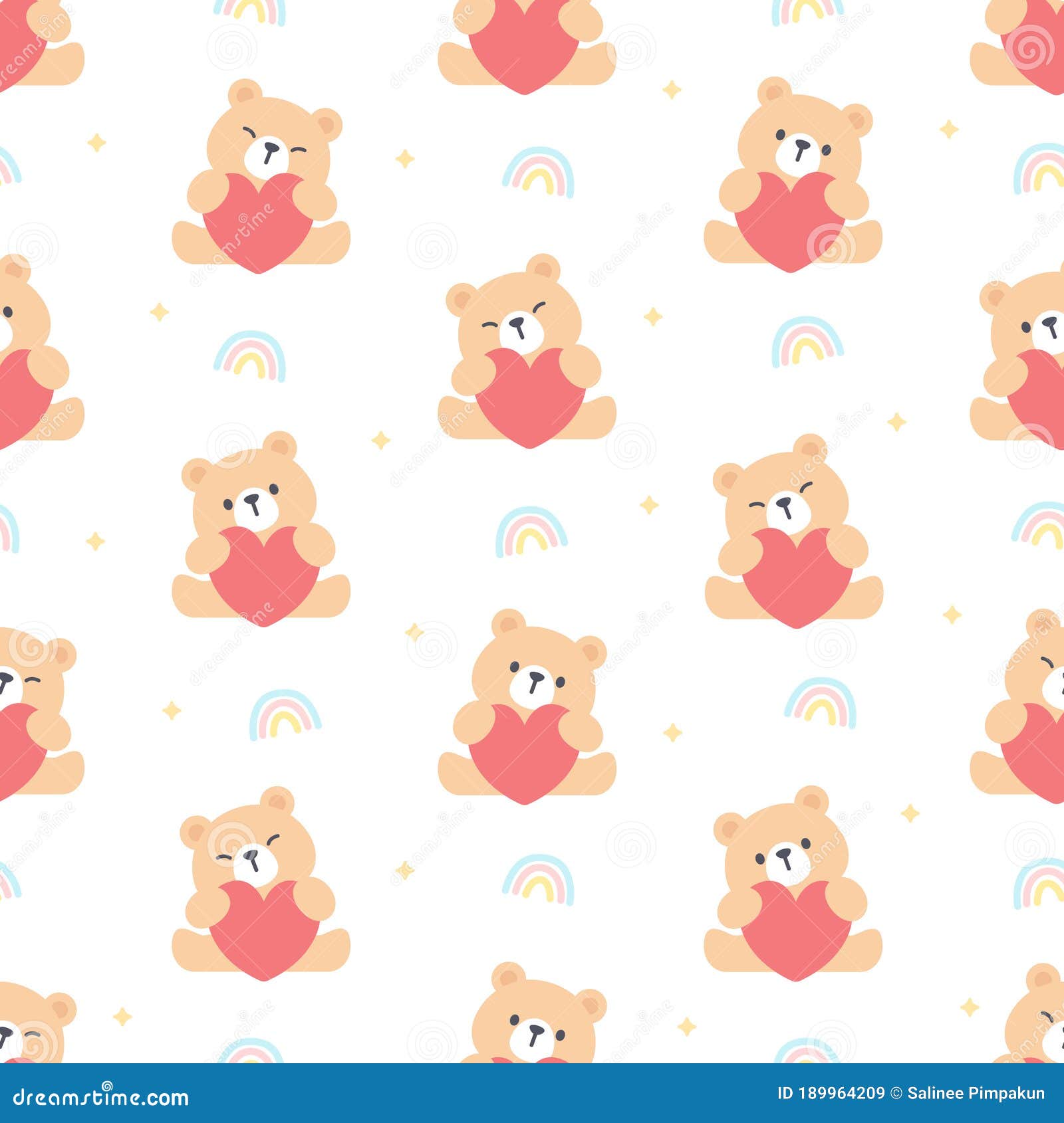Bear Hugging Heart Seamless Pattern Background Stock Vector ...