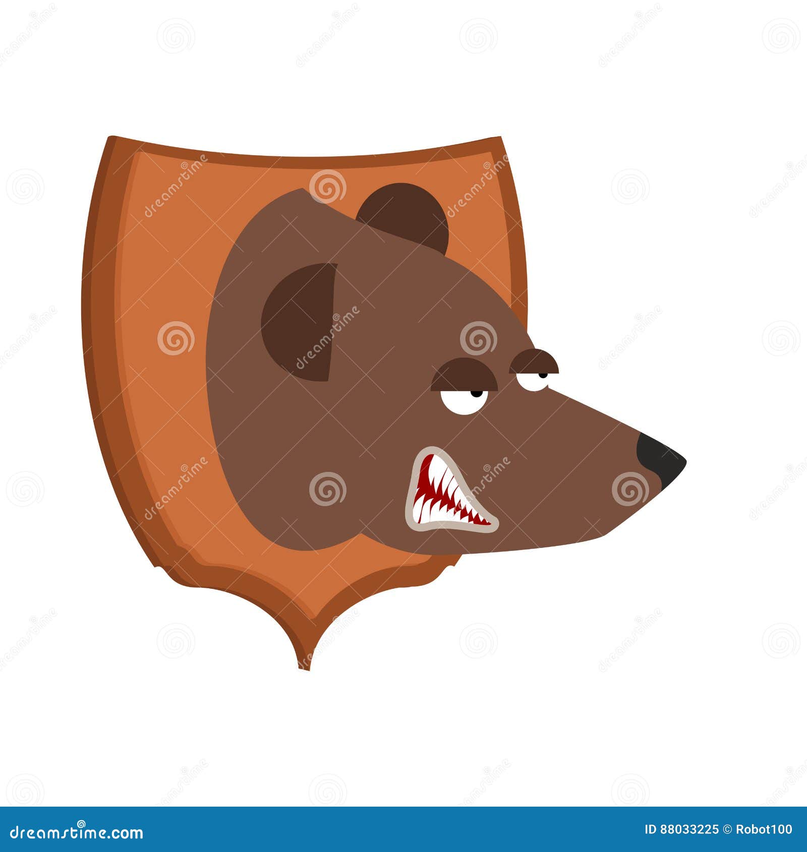 Bear Hunter Trophy. Grizzly Head on Shield Stock Vector - Illustration ...