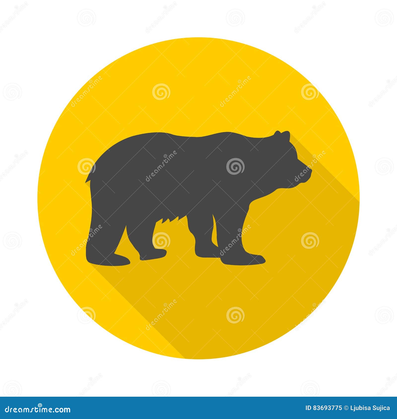 Bear icon with long shadow stock vector. Illustration of cartoon - 83693775