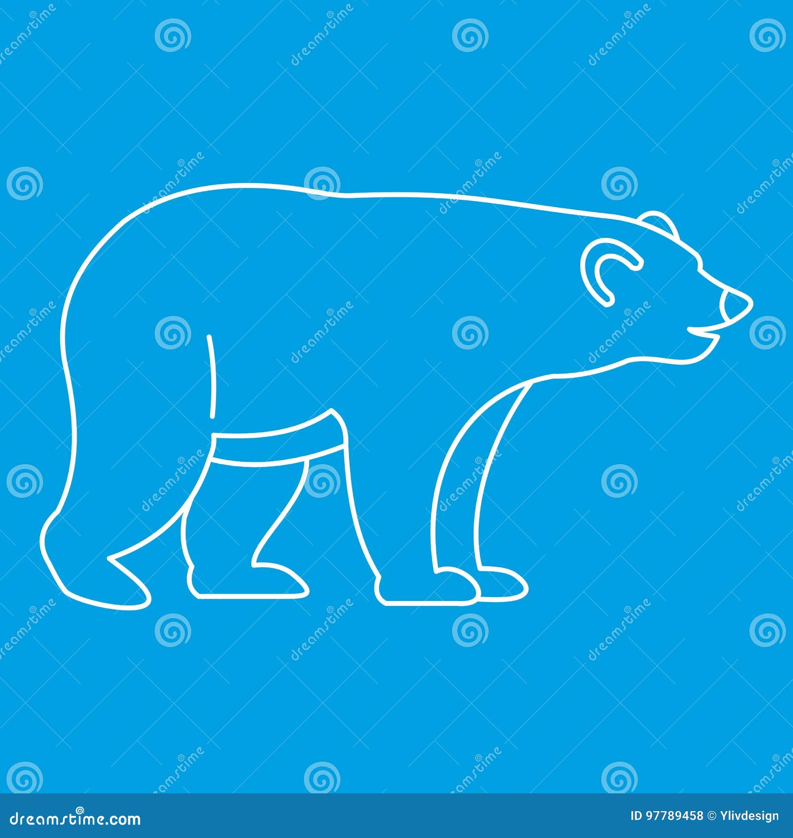 Bear icon, outline style stock vector. Illustration of dangerous - 97789458