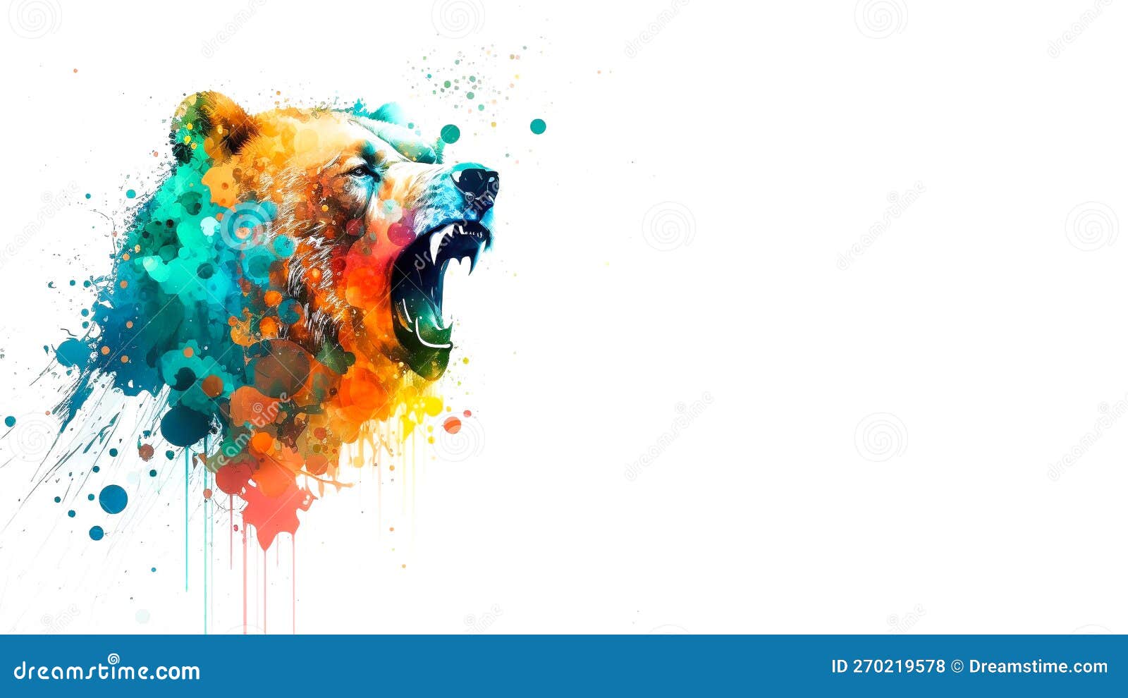 Bear Illustration in Funny Colors with Paint Splashes Stock ...