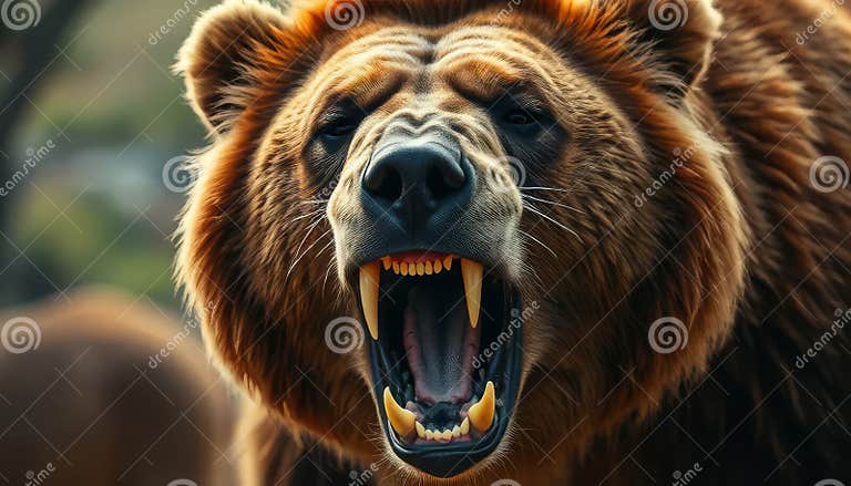 A Bear with Its Mouth Open and Teeth Bared Stock Photo - Image of mouth ...