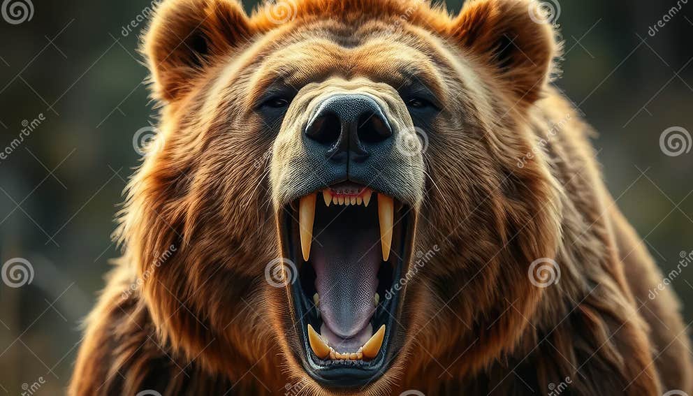 A Bear with Its Mouth Open and Teeth Bared Stock Photo - Image of ...