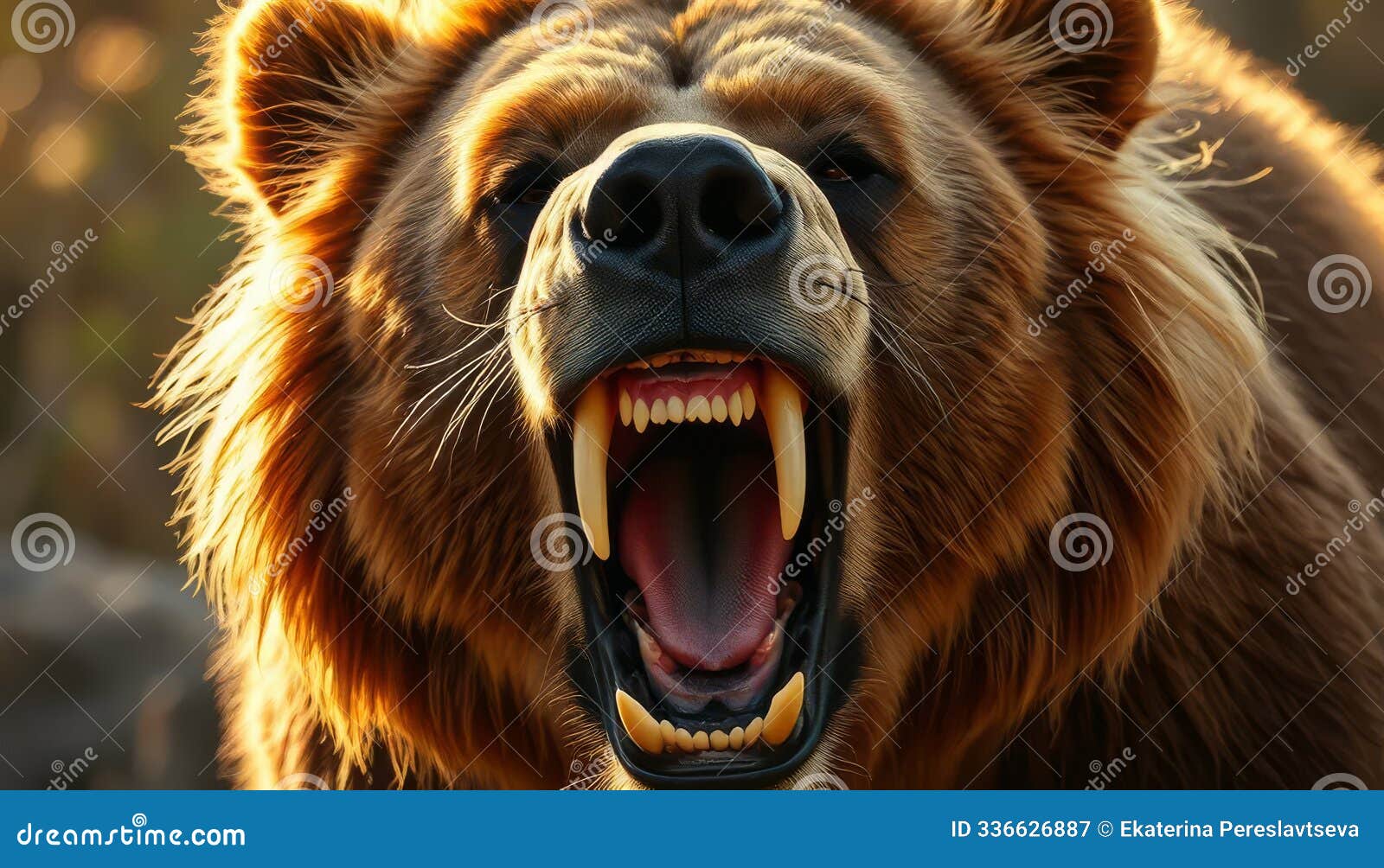 A Bear with Its Mouth Open and Teeth Bared Stock Image - Image of ...