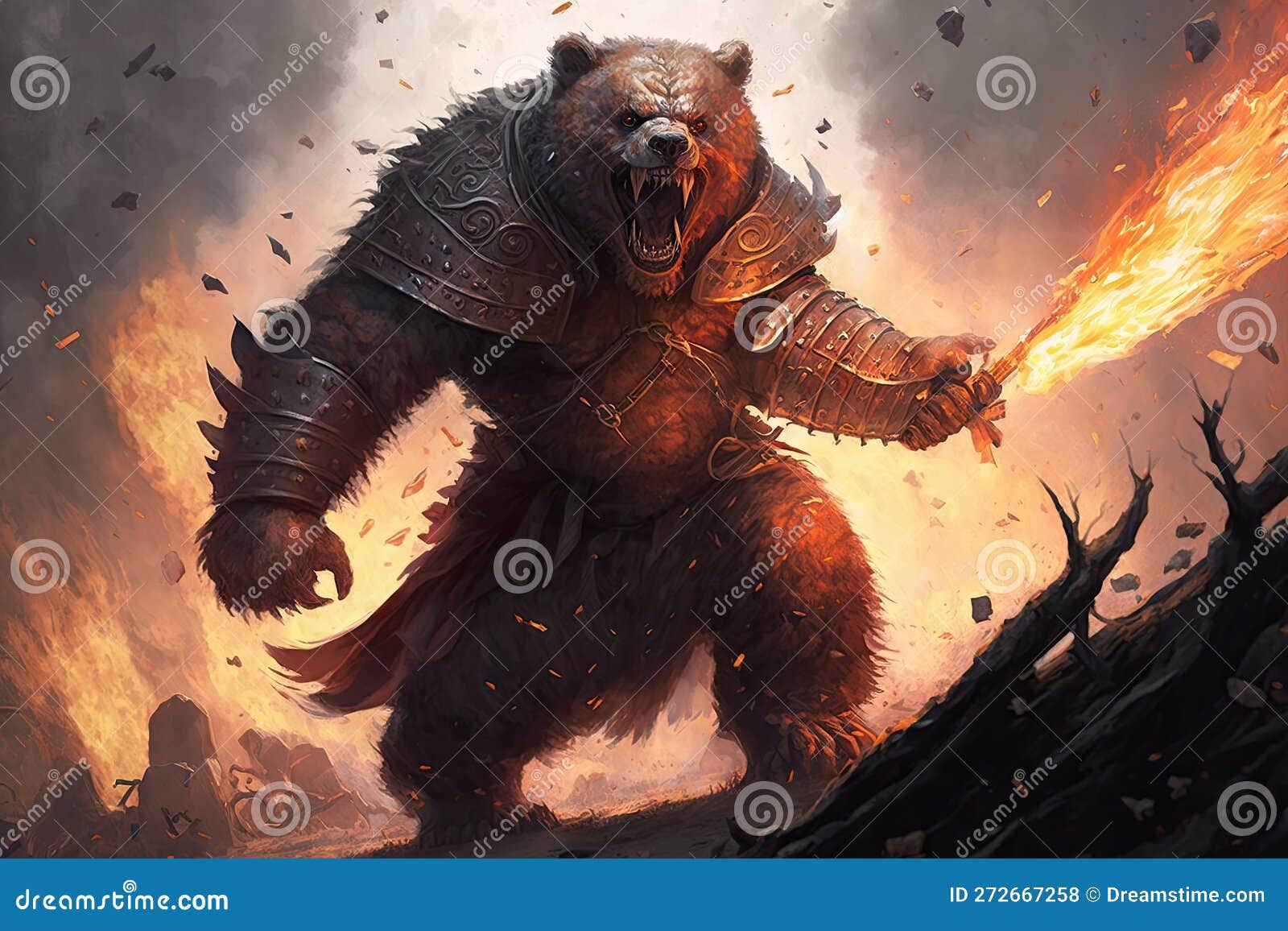 Bear, with Its Teeth Bared and Claws Outstretched, Attacks Enemy in ...