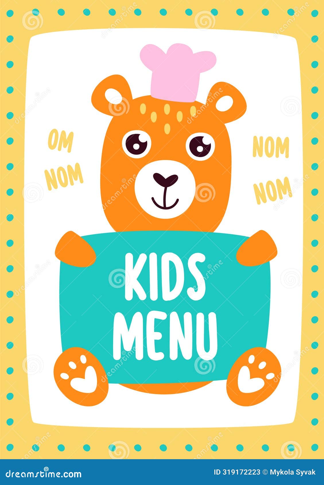 Bear Kids Menu Page stock vector. Illustration of cafe - 319172223