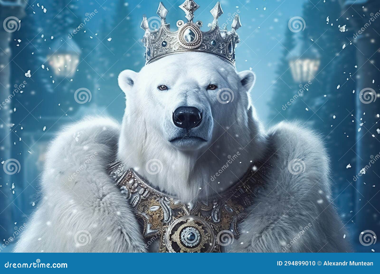 Bear King, Polar Bear in Crown. Stock Illustration - Illustration of ...