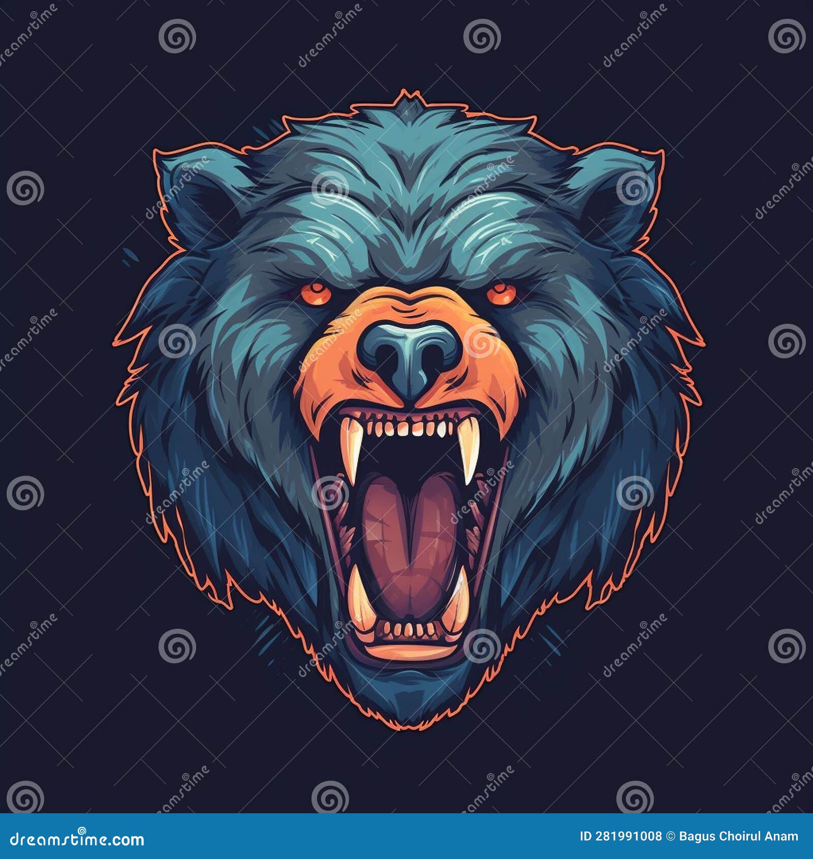 The Bear Logo in 2D Digital Illustration Stock Illustration ...