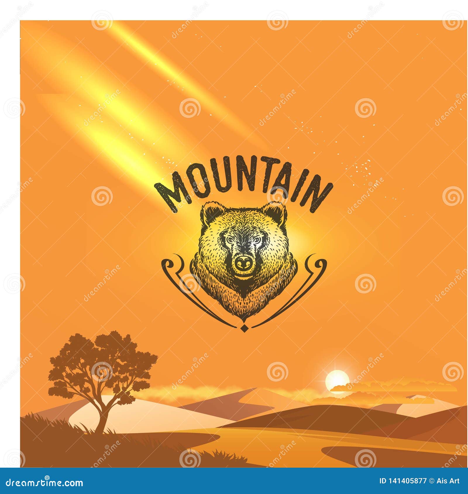 Bear Logo Isolated on Orange Background Stock Vector - Illustration of ...