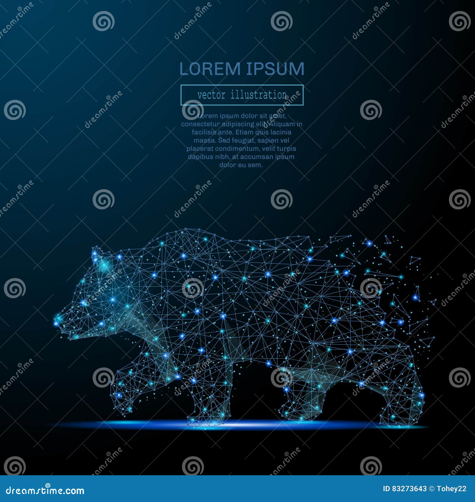 Bear Low Poly Wireframe Blue Stock Vector - Illustration of connect ...