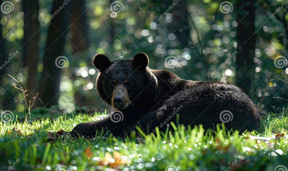 Bear Lying in the Shade, Dappled Sunlight Stock Image - Image of ...