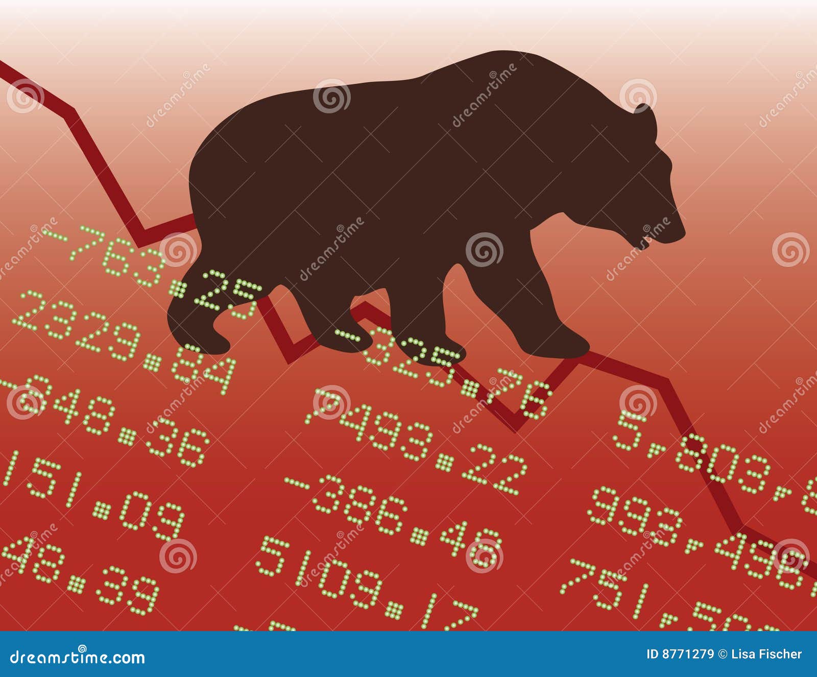 Bear Market. Bear, Red Chart And World Map. Falling Market. Stock ...