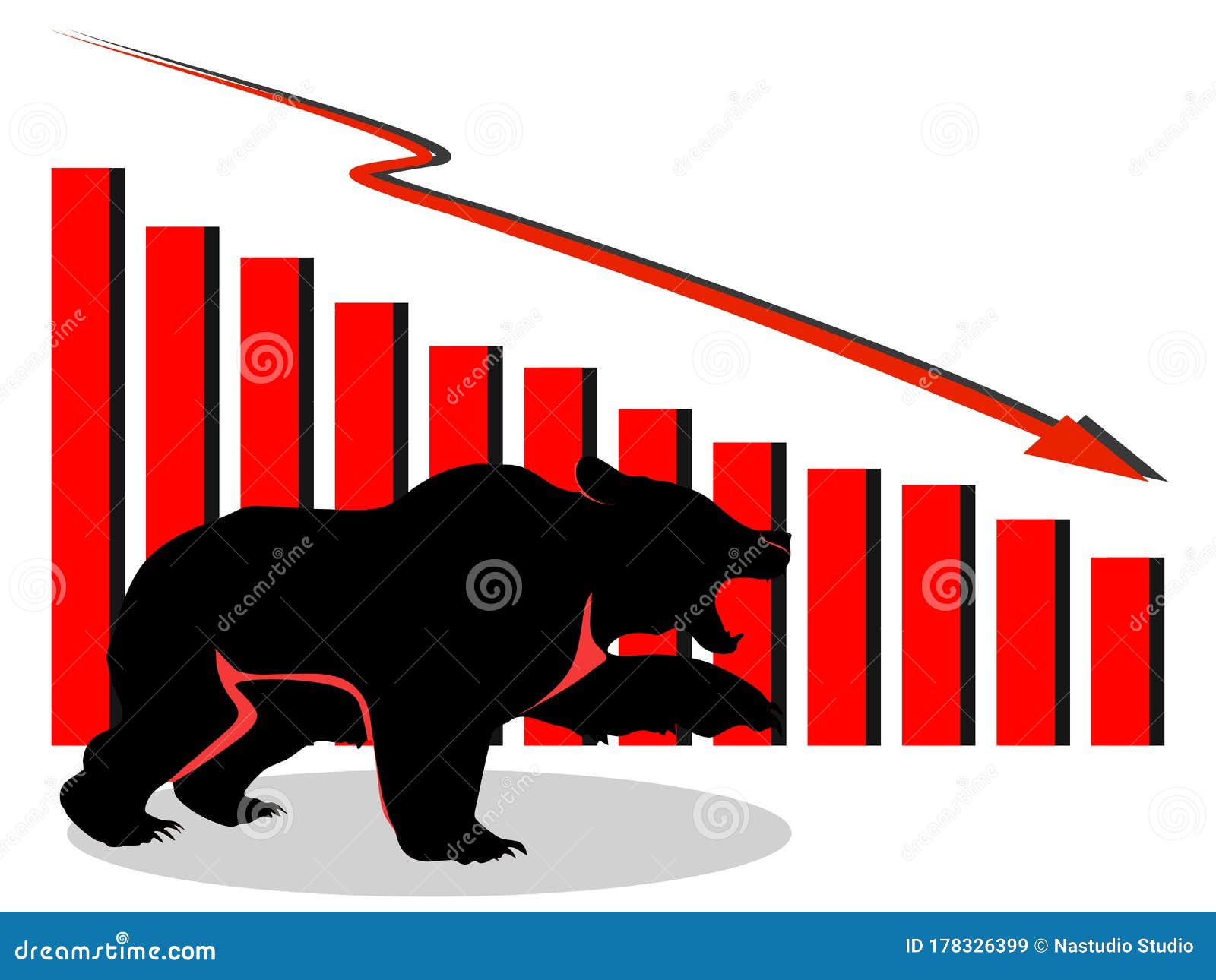 Bear Market Trend and Bar Graph on White Background Stock Vector ...