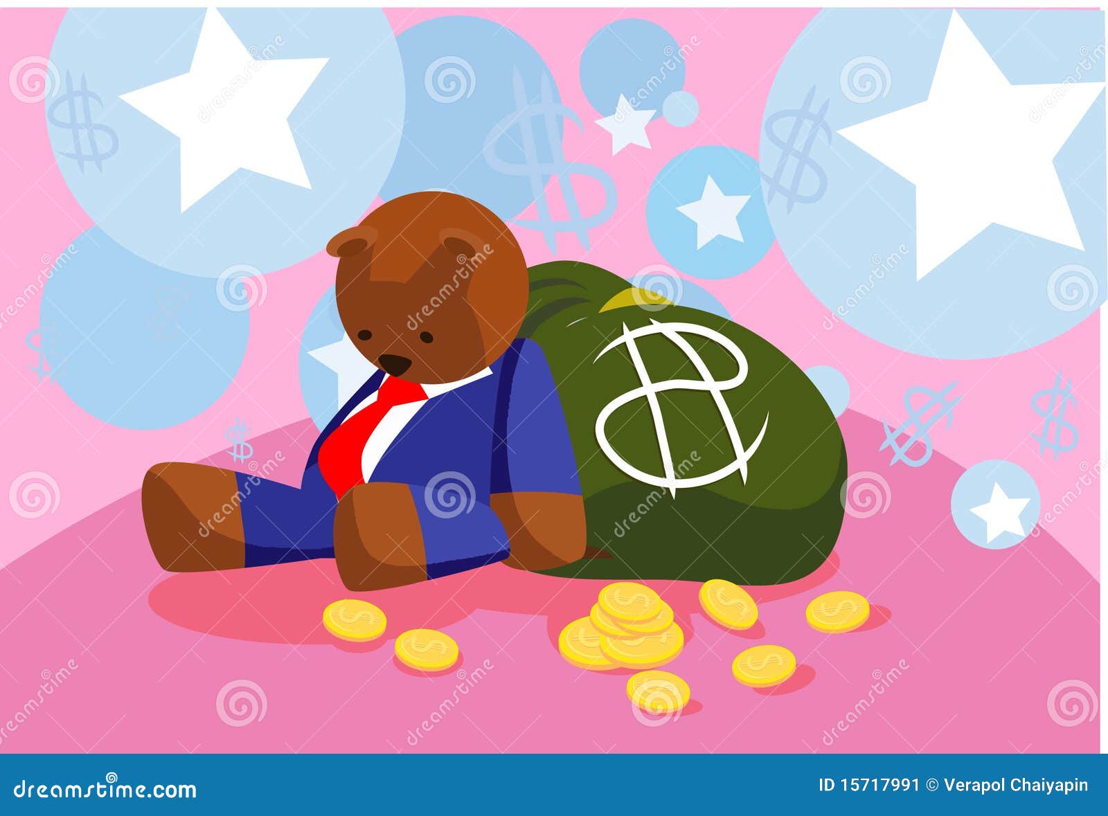 Bear and money bag stock illustration. Illustration of financial - 15717991