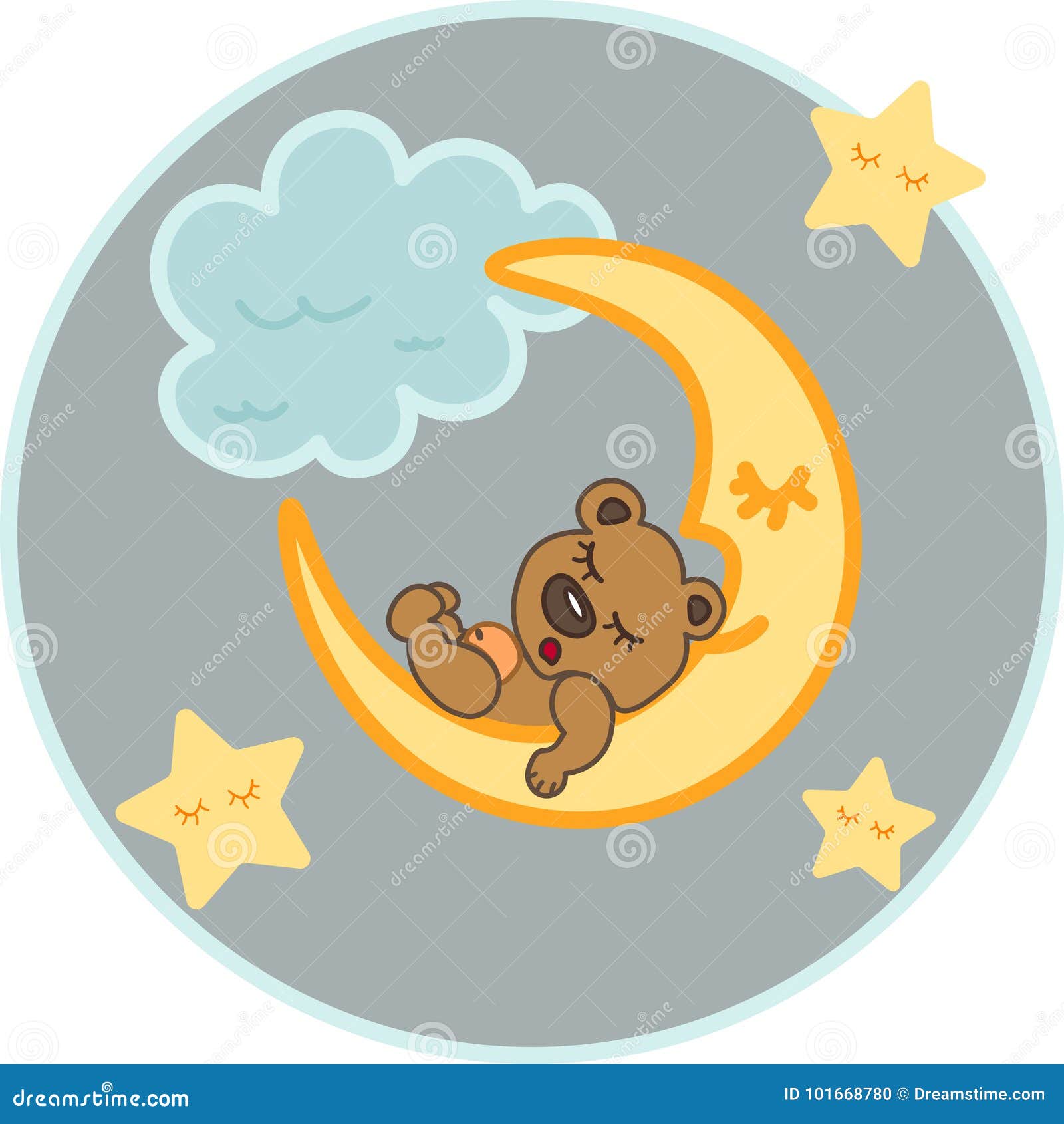 Bear on the moon stock vector. Illustration of love - 101668780