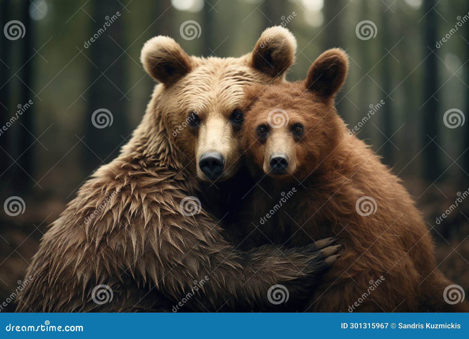 Bear Mother Hugging Bear Baby. Generative AI Stock Illustration ...