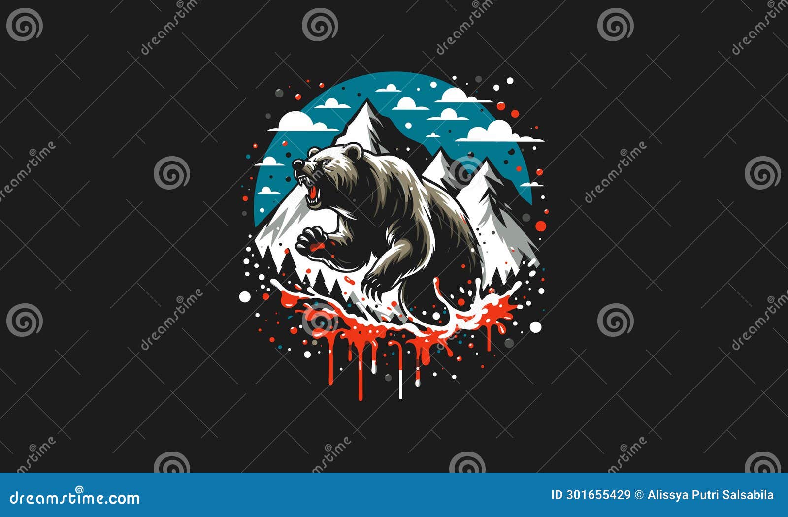Bear on Mountain Angry Vector Artwork Design Stock Vector ...