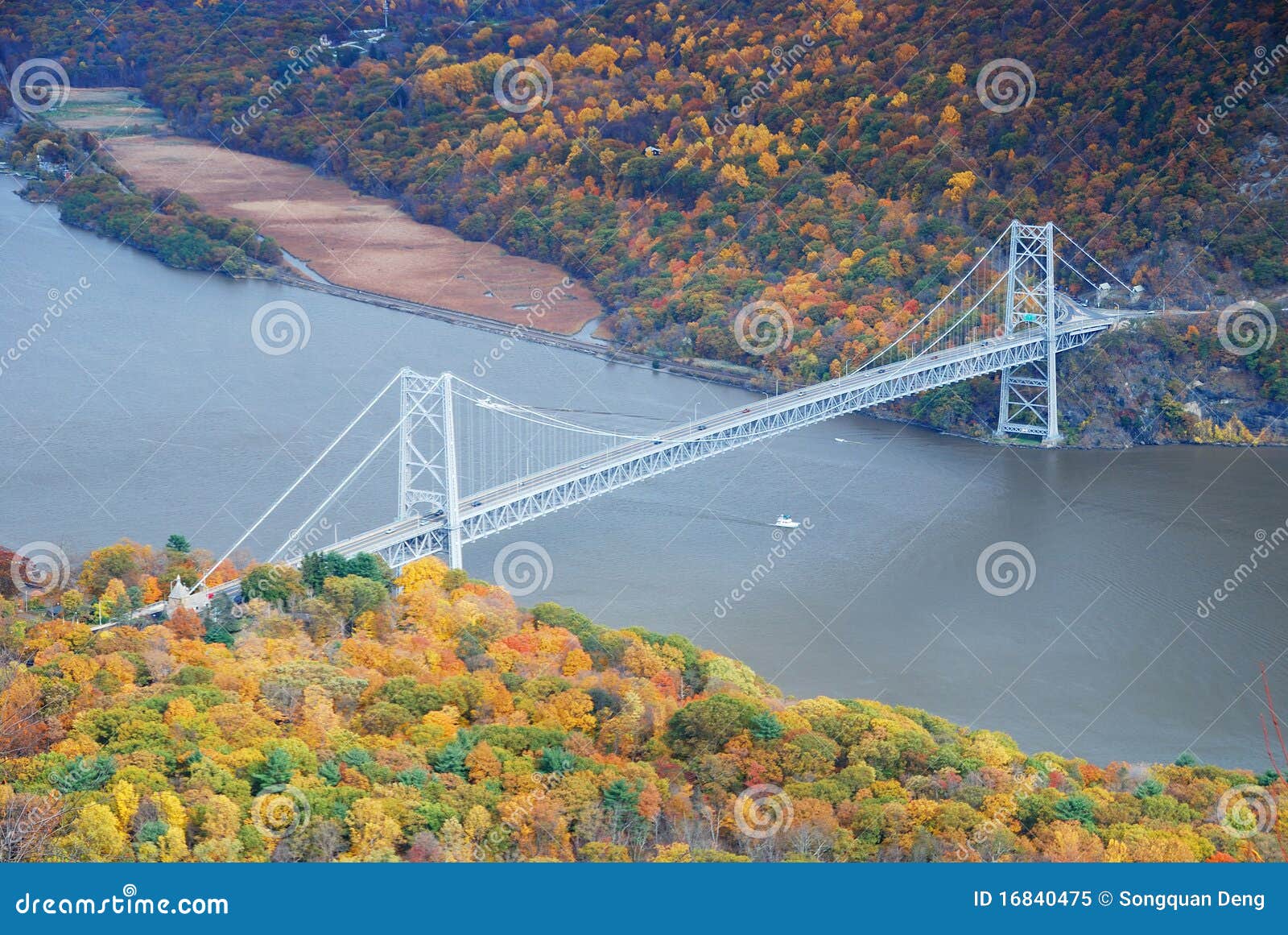 Bear Mountain Bridge Aerial View in Autumn Stock Image - Image of ...