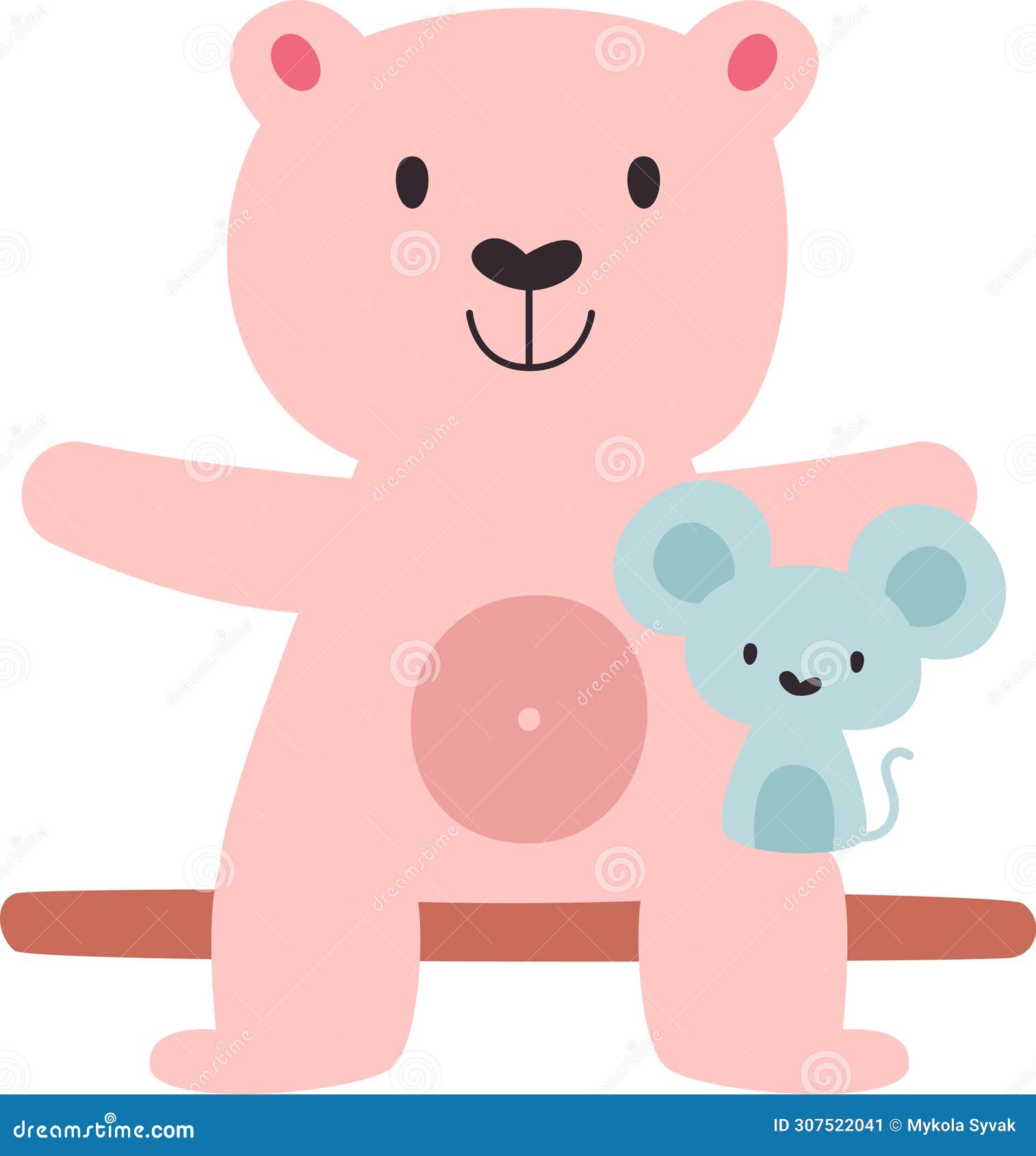 Bear and Mouse Friends stock illustration. Illustration of baby - 307522041