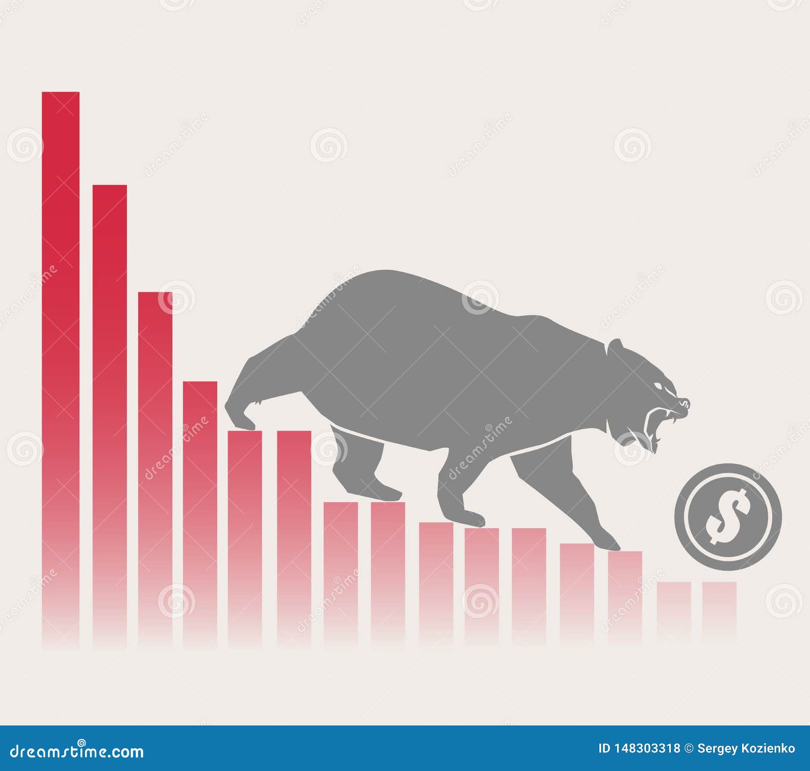 Bear Moves Dollar Down on Graph, Negative Currency Market Stock Vector ...