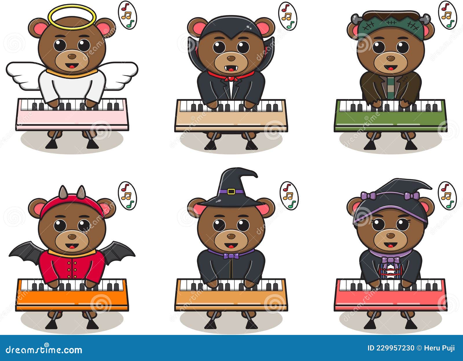 Vector Illustration of Cute Bear Play Keyboard. Stock Vector ...
