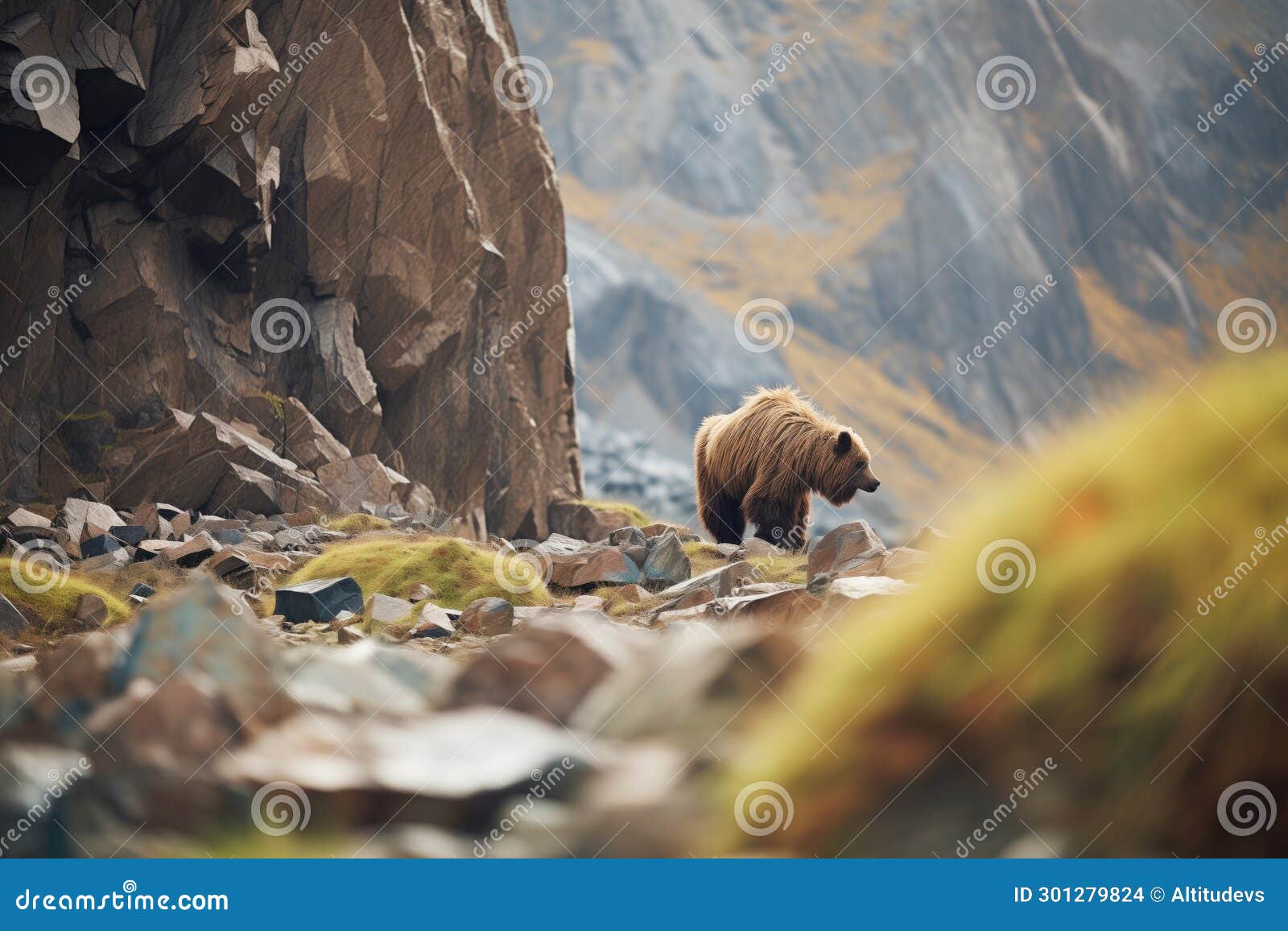 Bear Navigating Rocky Andean Terrain Stock Illustration - Illustration ...