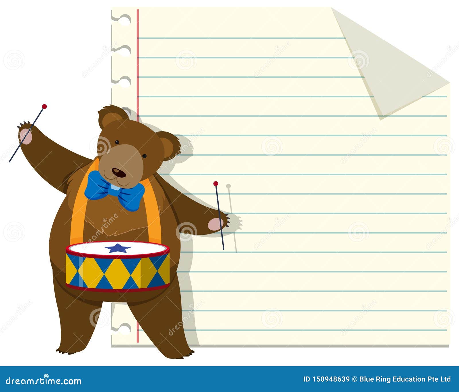 A bear on note template stock vector. Illustration of clip - 150948639