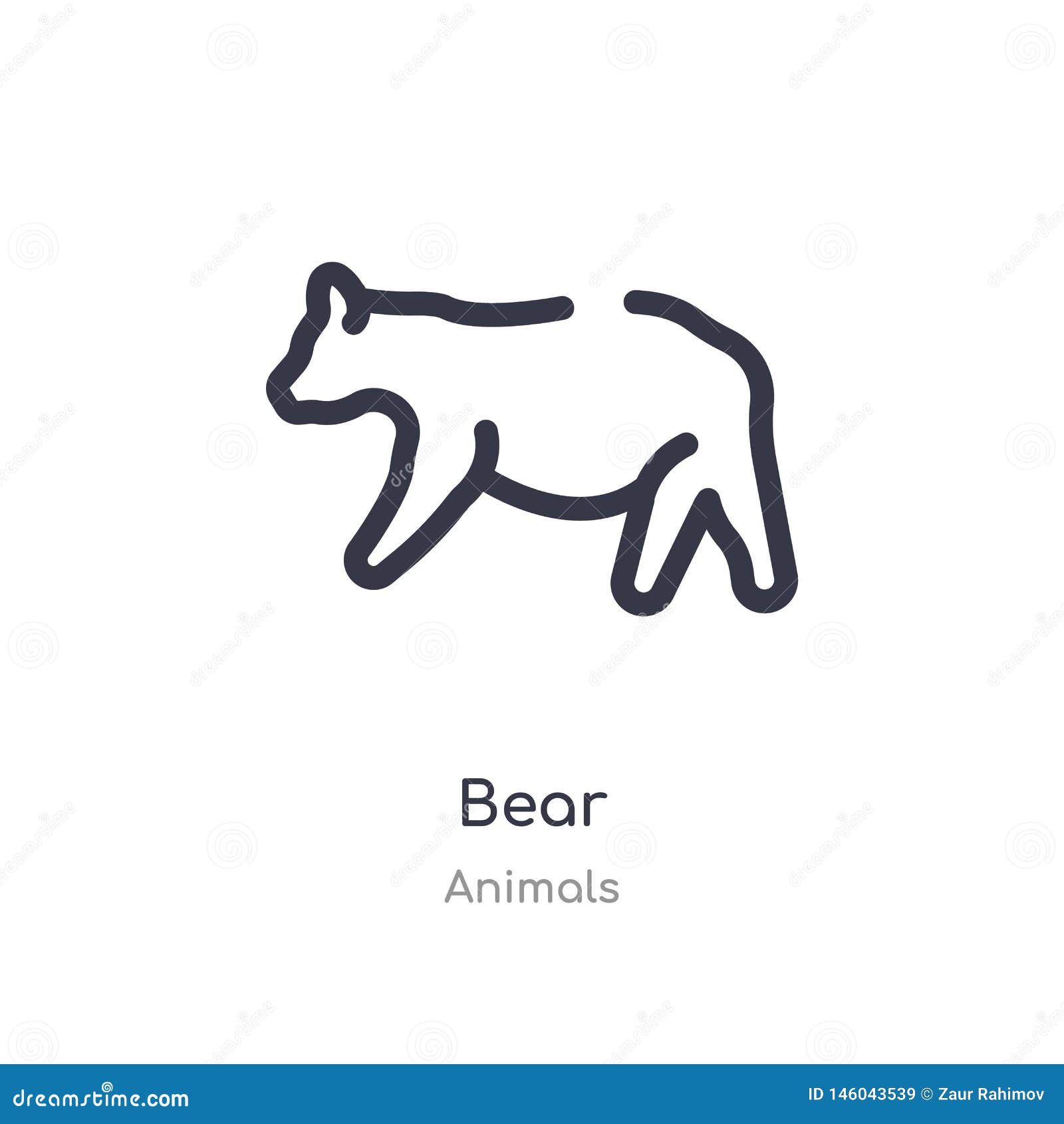 Bear Outline Icon. Isolated Line Vector Illustration from Animals ...