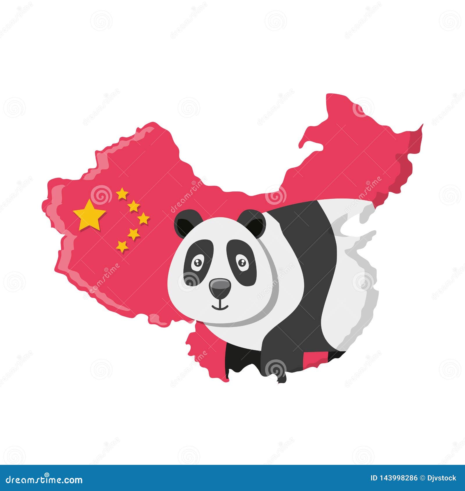 Bear Panda with Map Chinese Stock Illustration - Illustration of ...