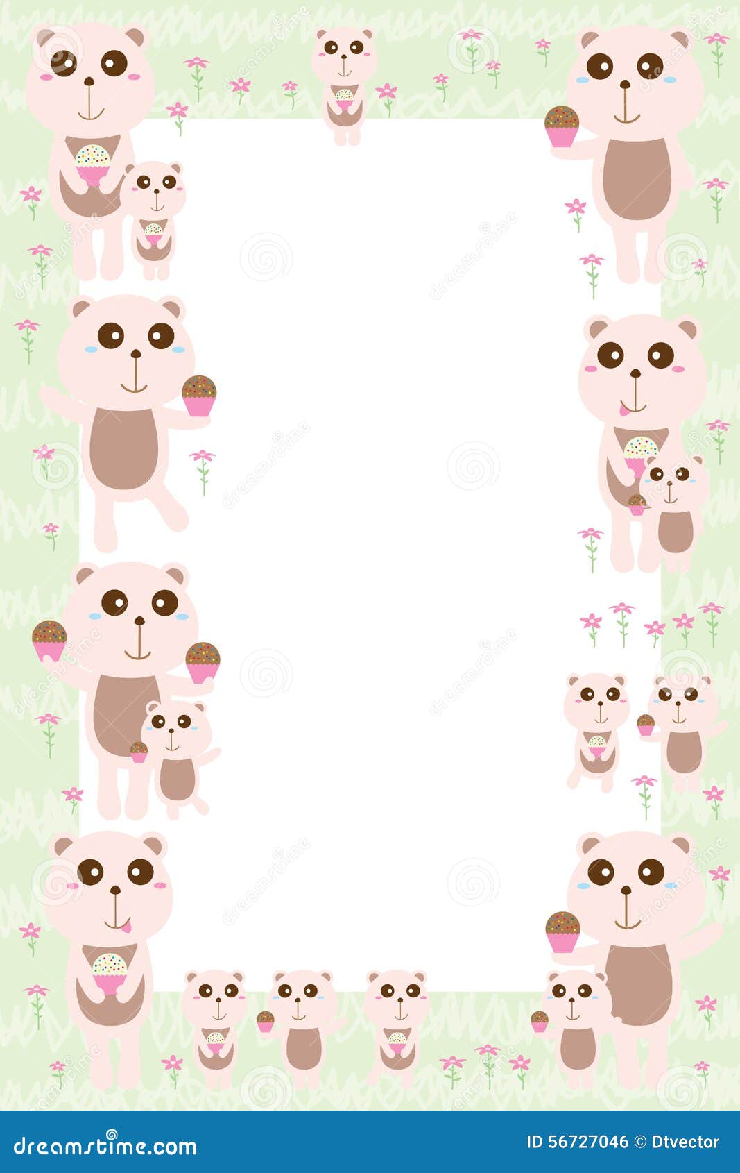 Bear pastel frame card stock vector. Illustration of animals - 56727046