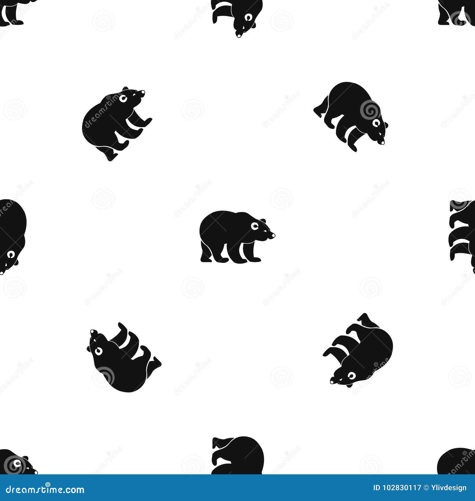 Bear Pattern Seamless Black Stock Vector - Illustration of icon, mammal ...