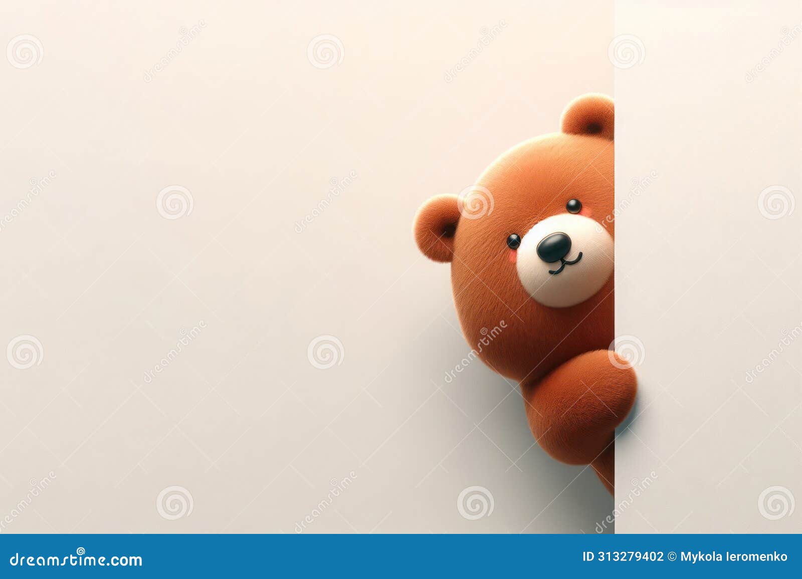 A Bear Peeking Around the Corner. Space for Text. Stock Photo - Image ...