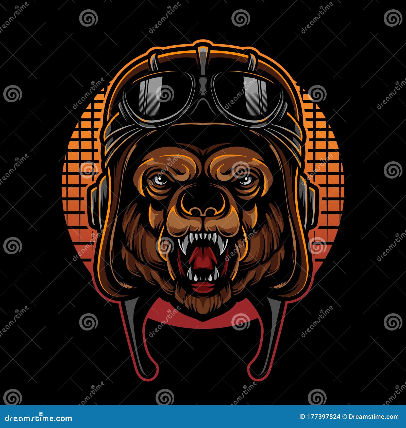 Bear with Pilot hat stock vector. Illustration of awesome - 177397824
