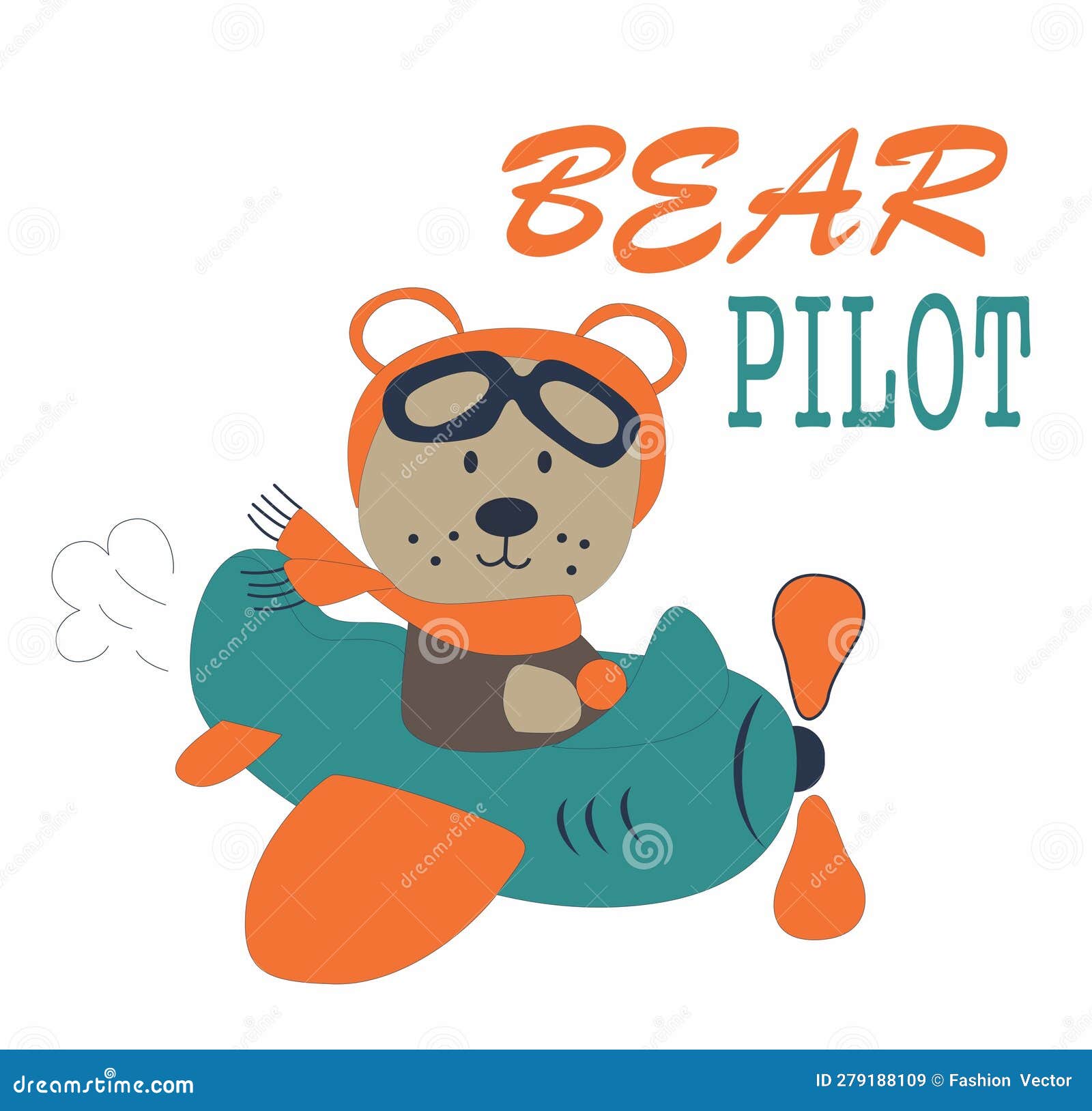 Bear Pilot Print Vector Art Stock Vector - Illustration of illustrdino ...