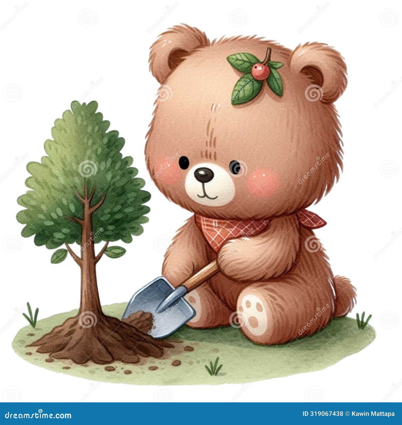 Bear planting trees stock illustration. Illustration of mammal - 319067438