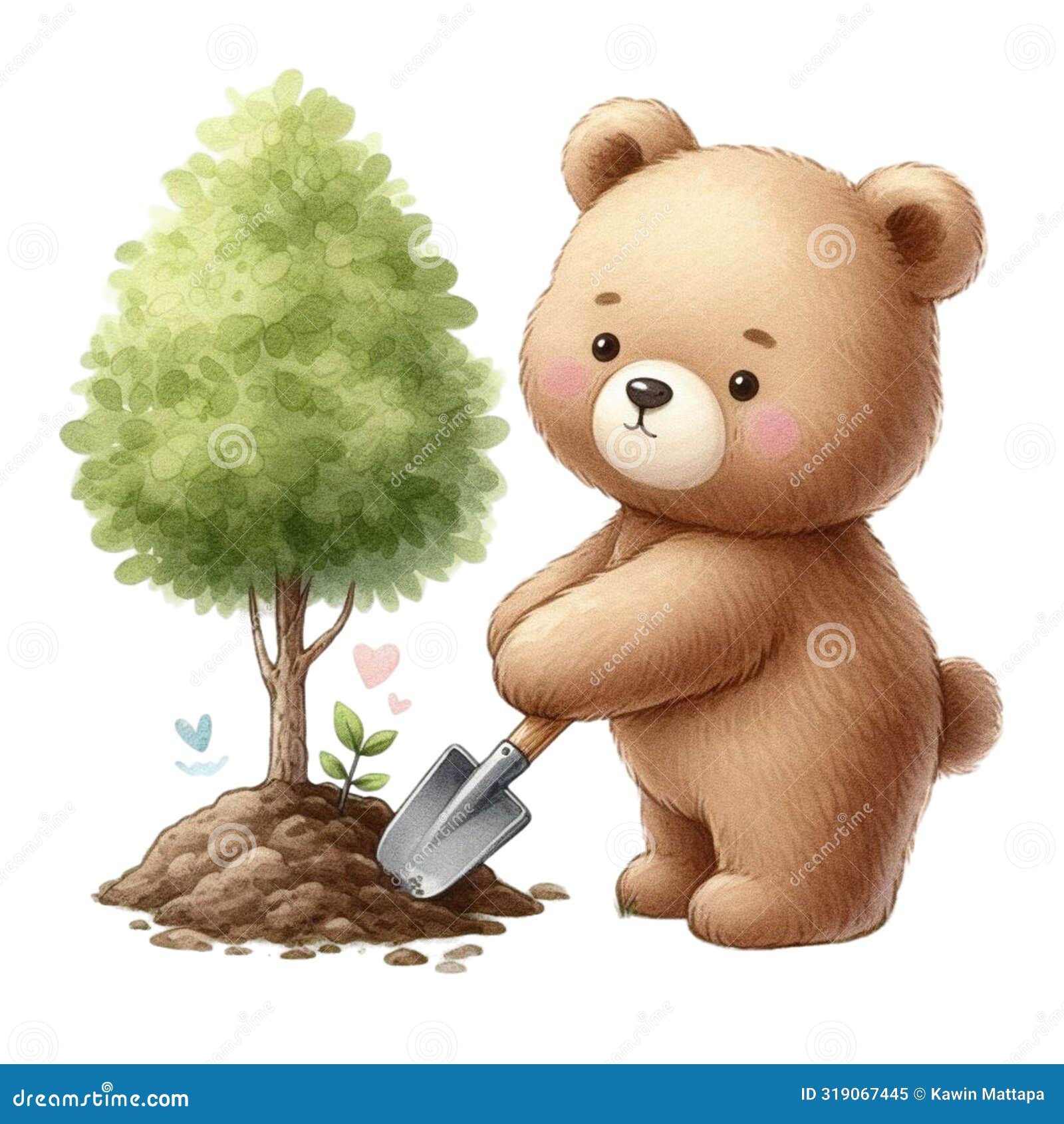 Bear planting trees stock illustration. Illustration of wildlife ...