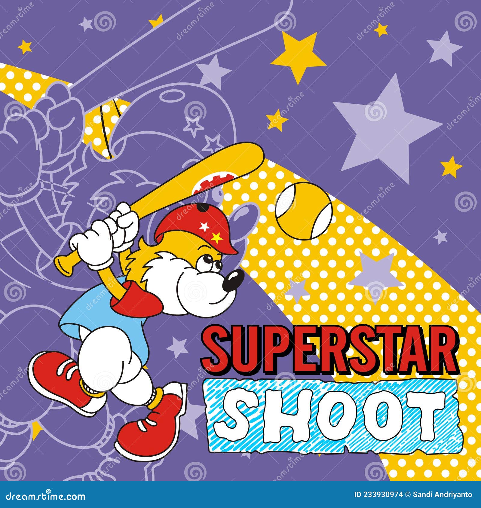 Bear Playing Baseball Vector Illustration - Background Editable Stock ...