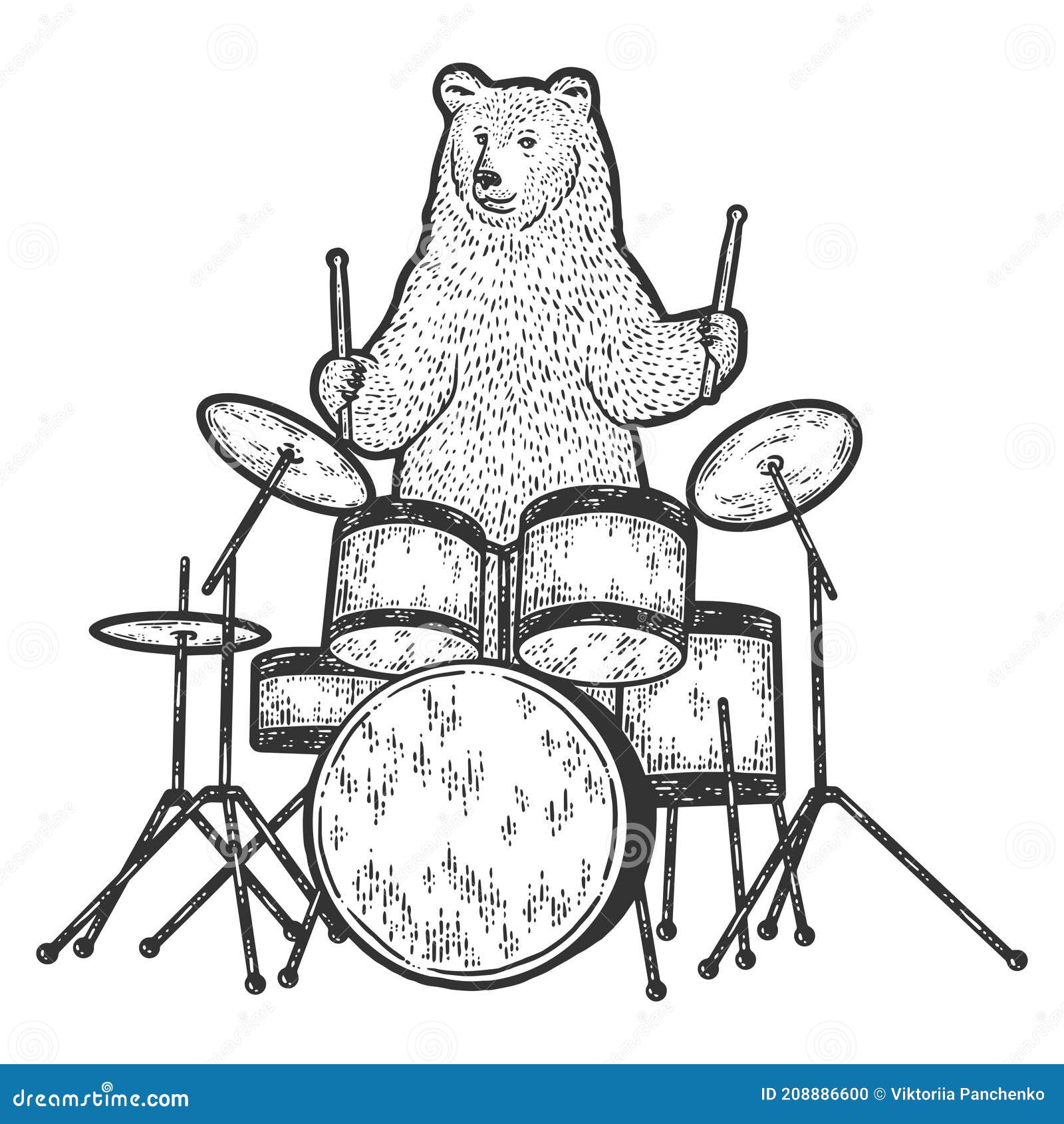 Drum Kit. Engraving Vector Illustration. Sketch Scratch | CartoonDealer ...