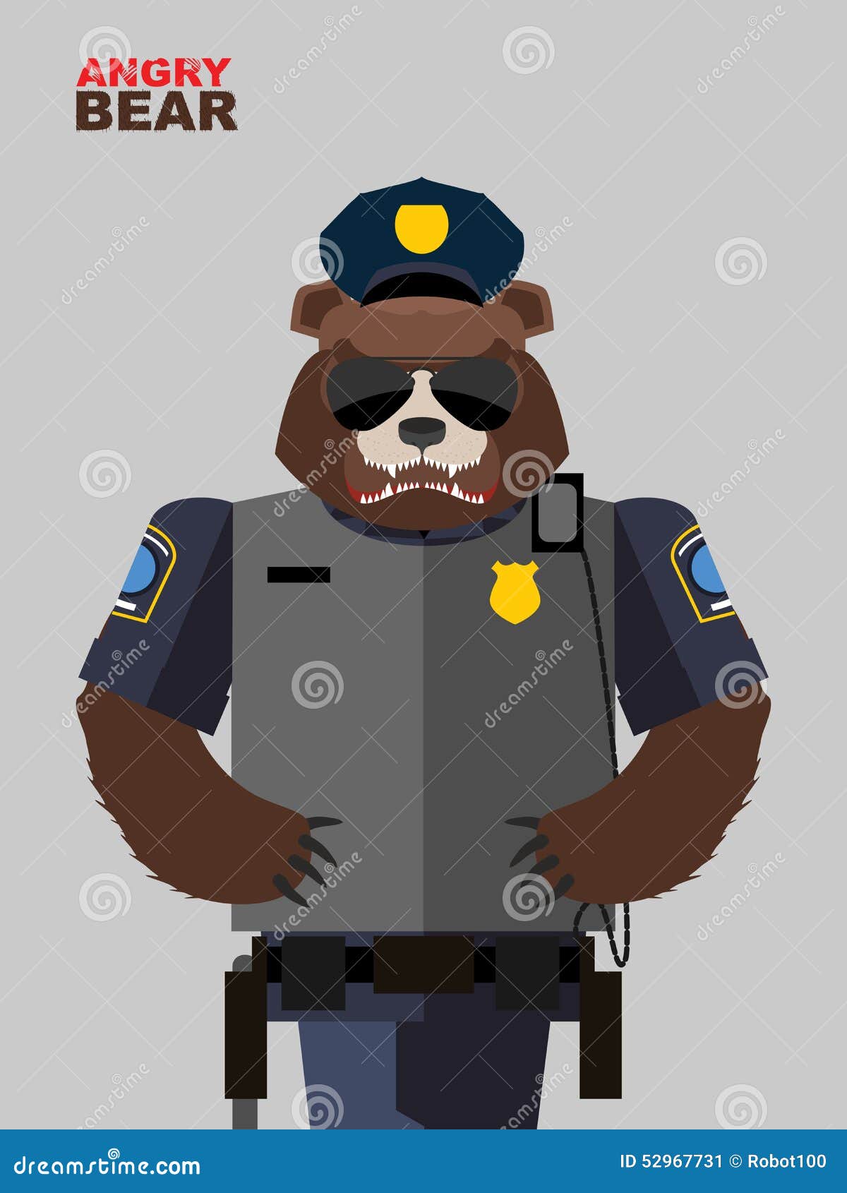 Bear police. Angry animals stock vector. Illustration of powerful ...