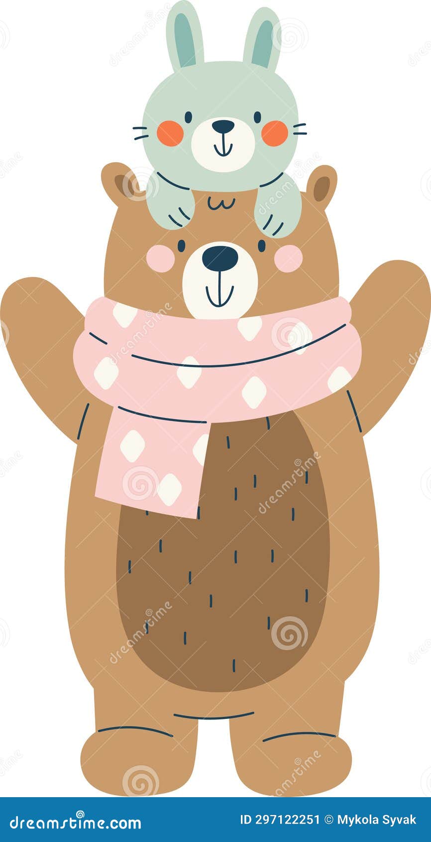 Bear and Rabbit Friends stock vector. Illustration of isolated - 297122251