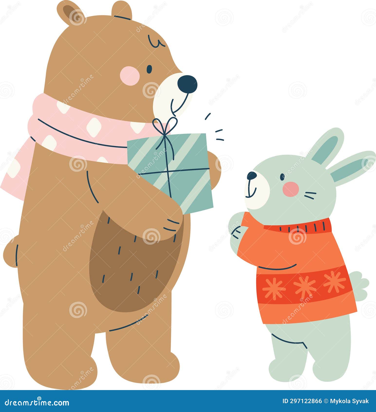 Bear and Rabbit Friends stock illustration. Illustration of child ...