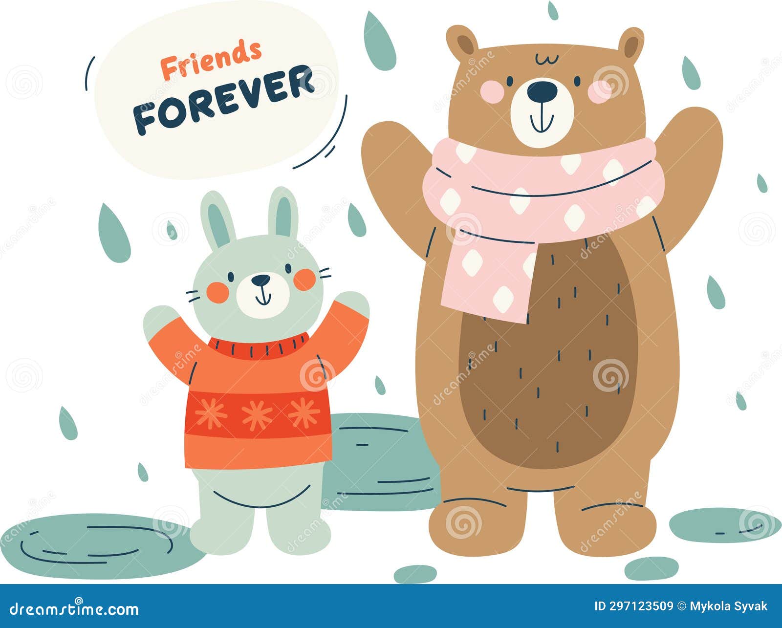 Bear and Rabbit Friends stock illustration. Illustration of nature ...