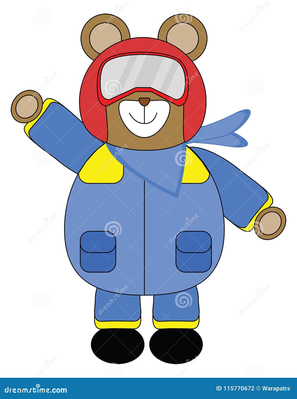 Bear in Racing or Pilot Suit Design Stock Illustration - Illustration ...