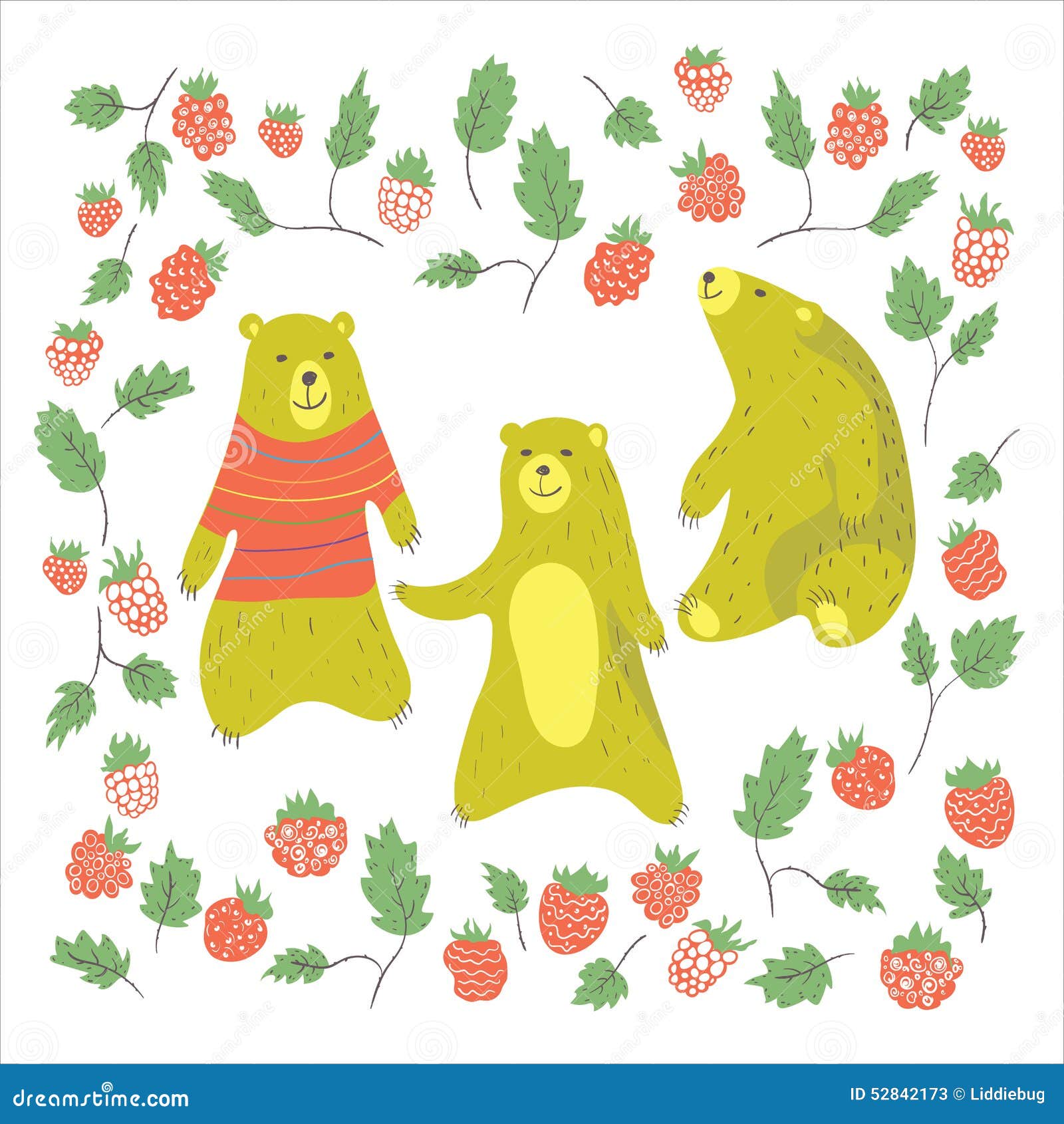 Bear and raspberry stock vector. Illustration of child - 52842173
