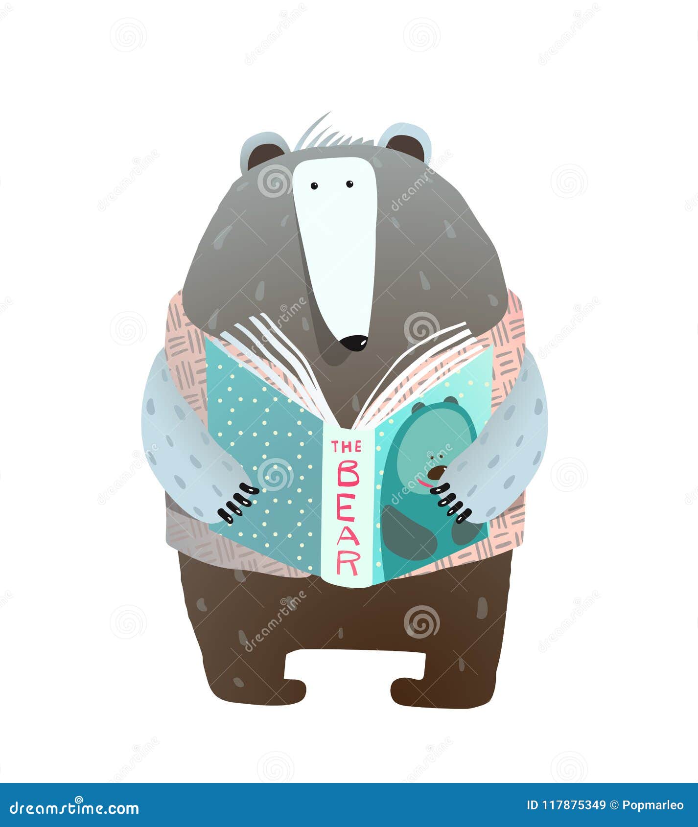 Bear Reading Book stock vector. Illustration of kids - 117875349